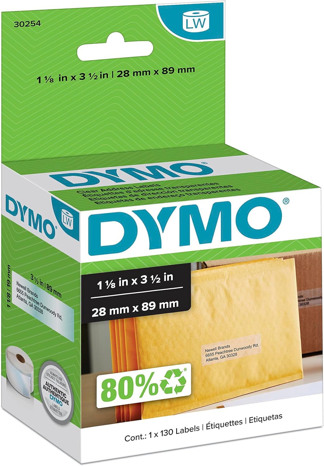 DYMO LabelWriter Address Labels Clear 1 1 8 X 3 1 2 1 Roll Box