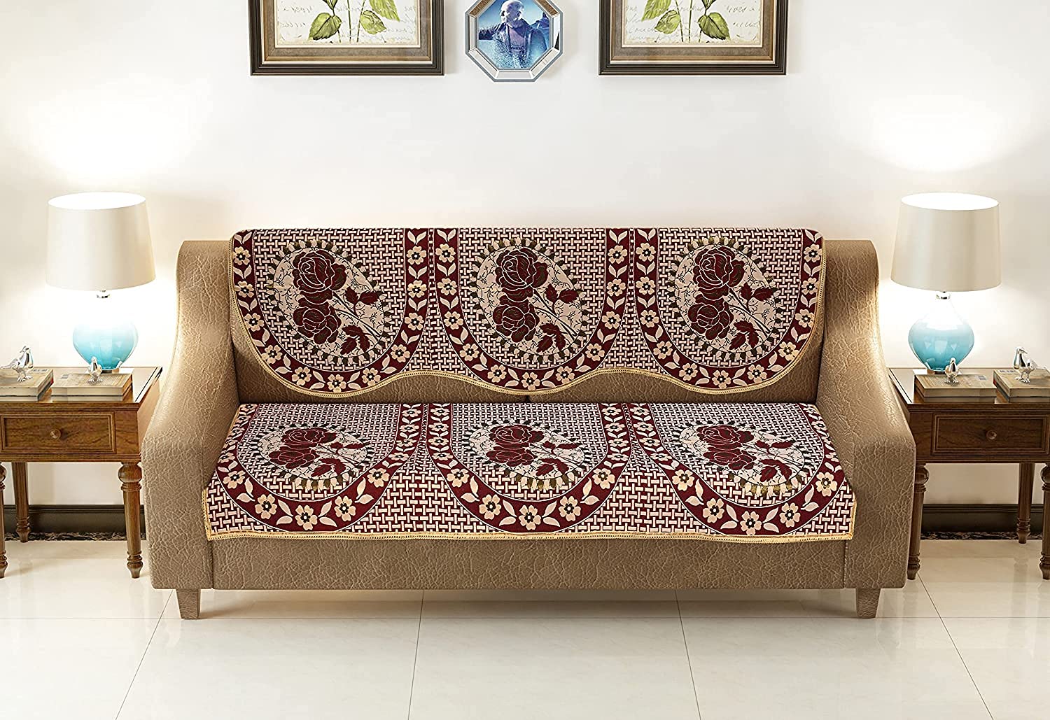 SPIEx-cell Excell loomtex Presents p_18_mahroon_Sofa Cover 2 pcs of ...