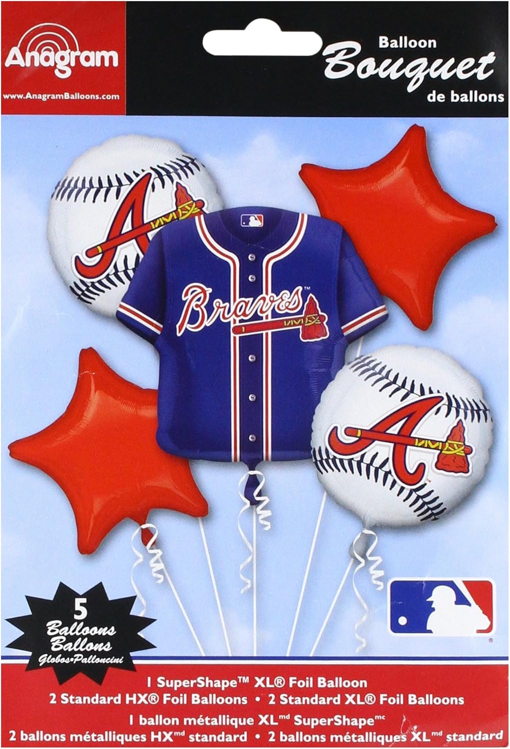Amazon.com: Anagram Atlanta Braves Balloon Bouquet, Multicolored : Home ...