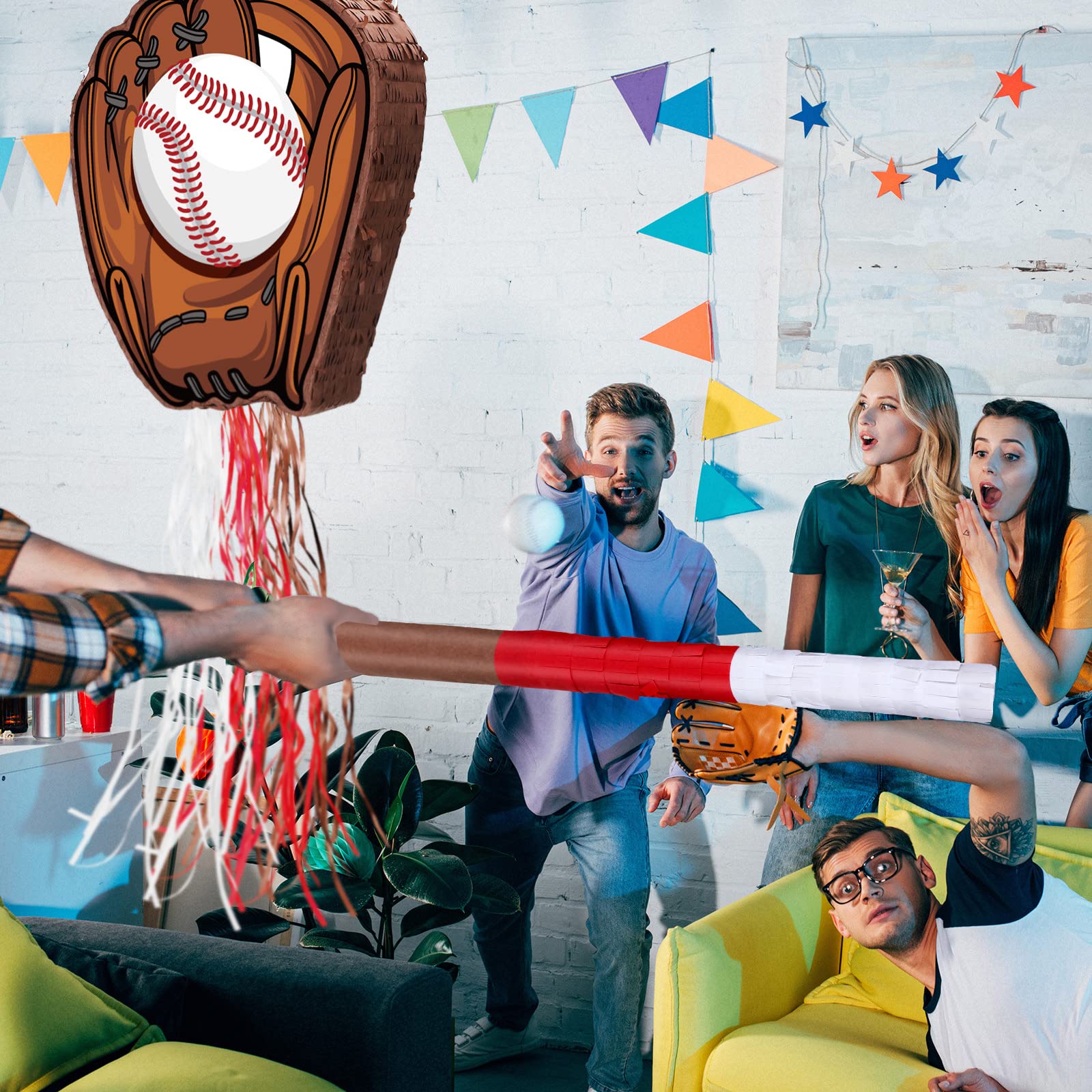 Baseball Small Pinata with Blindfold Bat for Birthday Party Softball ...