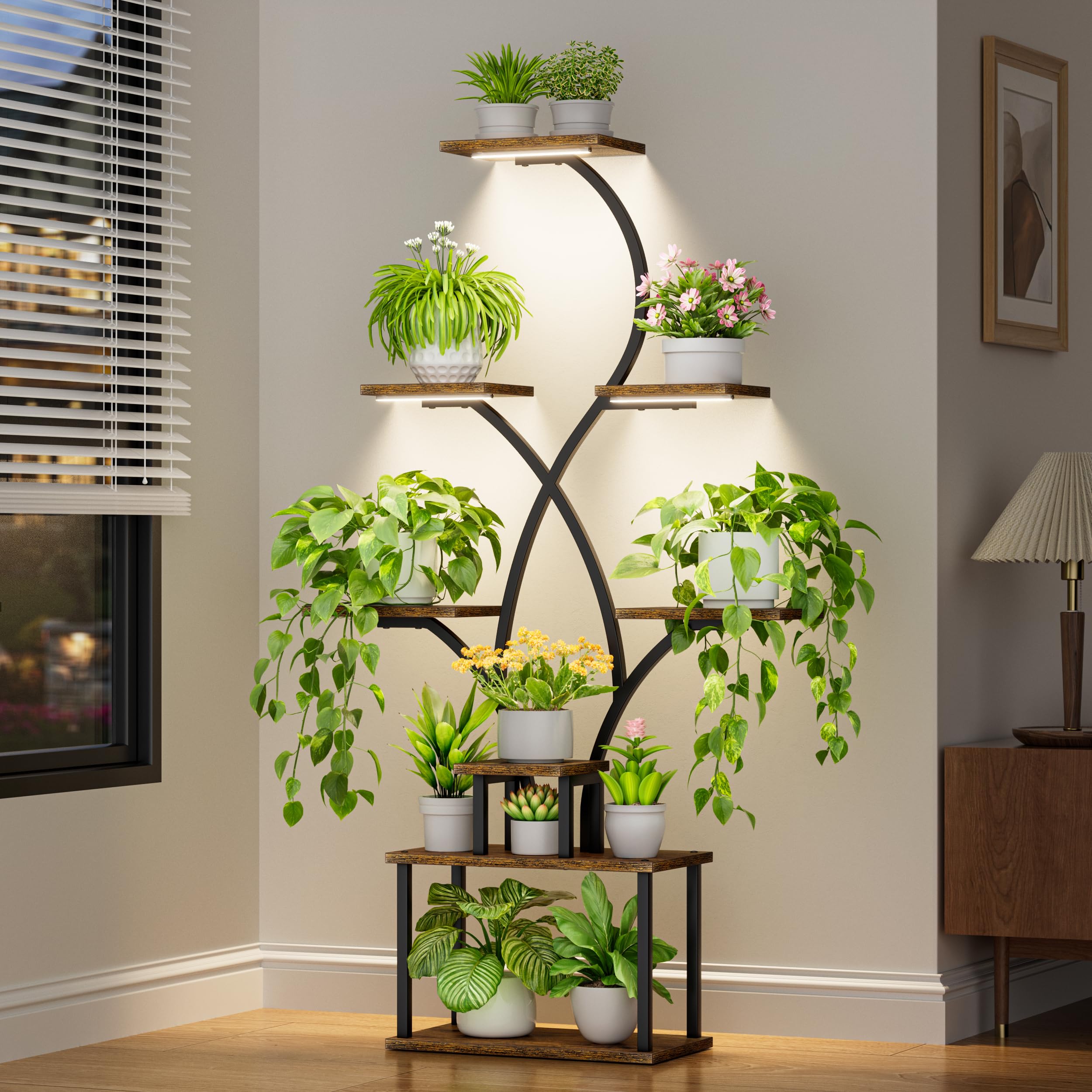 Amazon.com: Plant Stand Indoor with Grow Lights - 8 Tiered Tall Plant ...