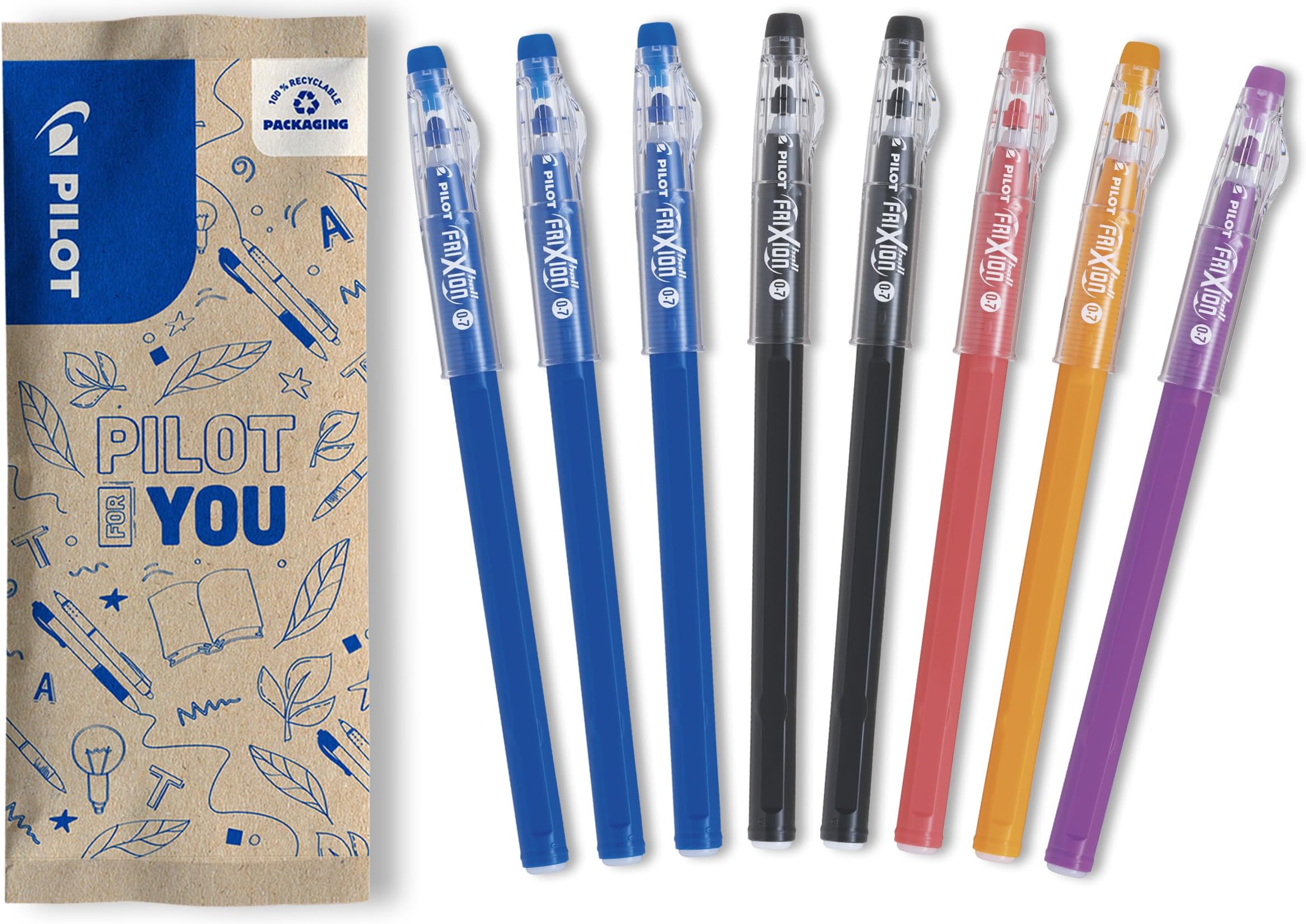 BBLIKE Stylos Effaçable, 8PCS Stylo Roller Effaçable et 8 Recharges de ...