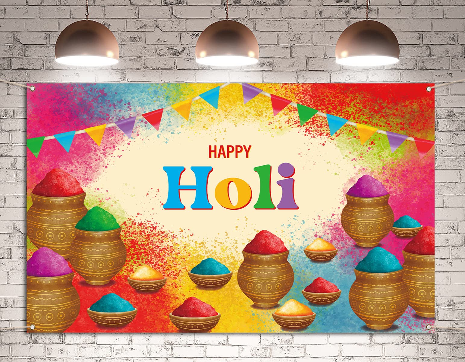 Amazon.com : Happy Holi Photo Booth Backdrop India Festival of Colors ...