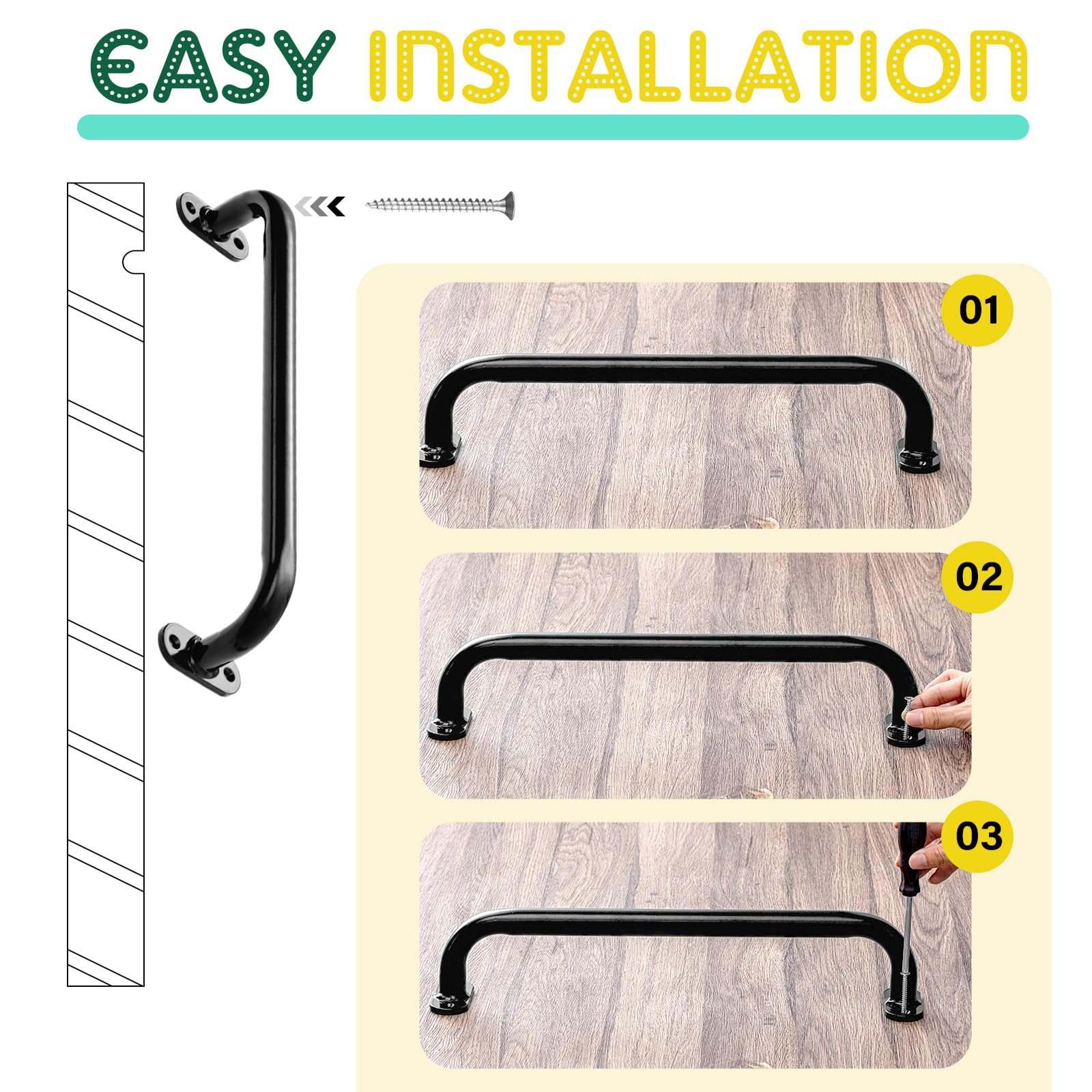 Dunzy 10 Pcs 17.72 Inch Playground Accessories Metal Safety Handles ...