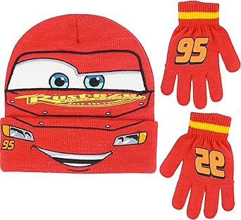 Concept One Disney Pixar Cars Kids Beanie Hat and Gloves Set, Lightning ...