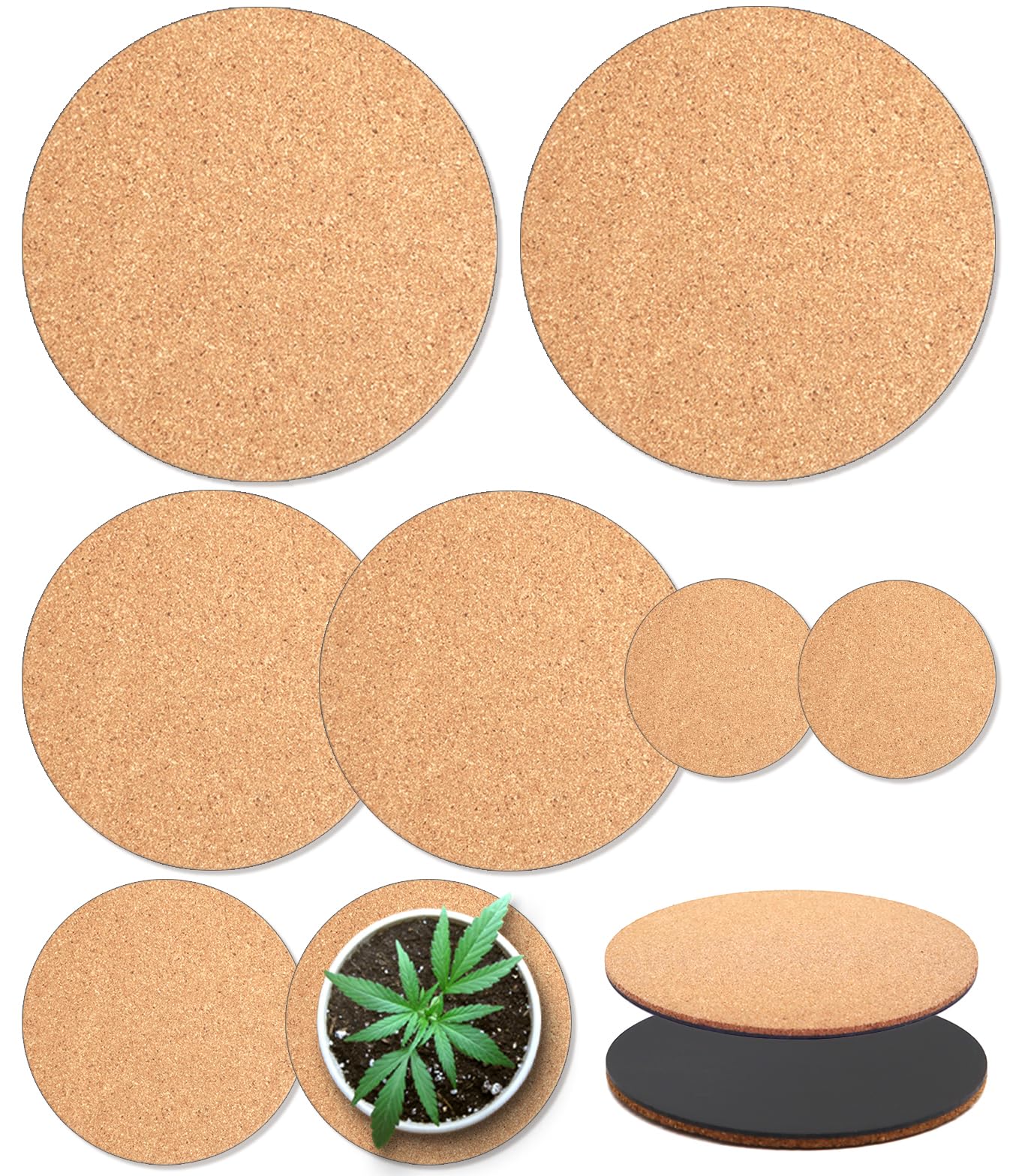 Amazon.com : KITLAB Cork Plant Coasters, 4 Sizes Double Layers 4/6/8/10 ...