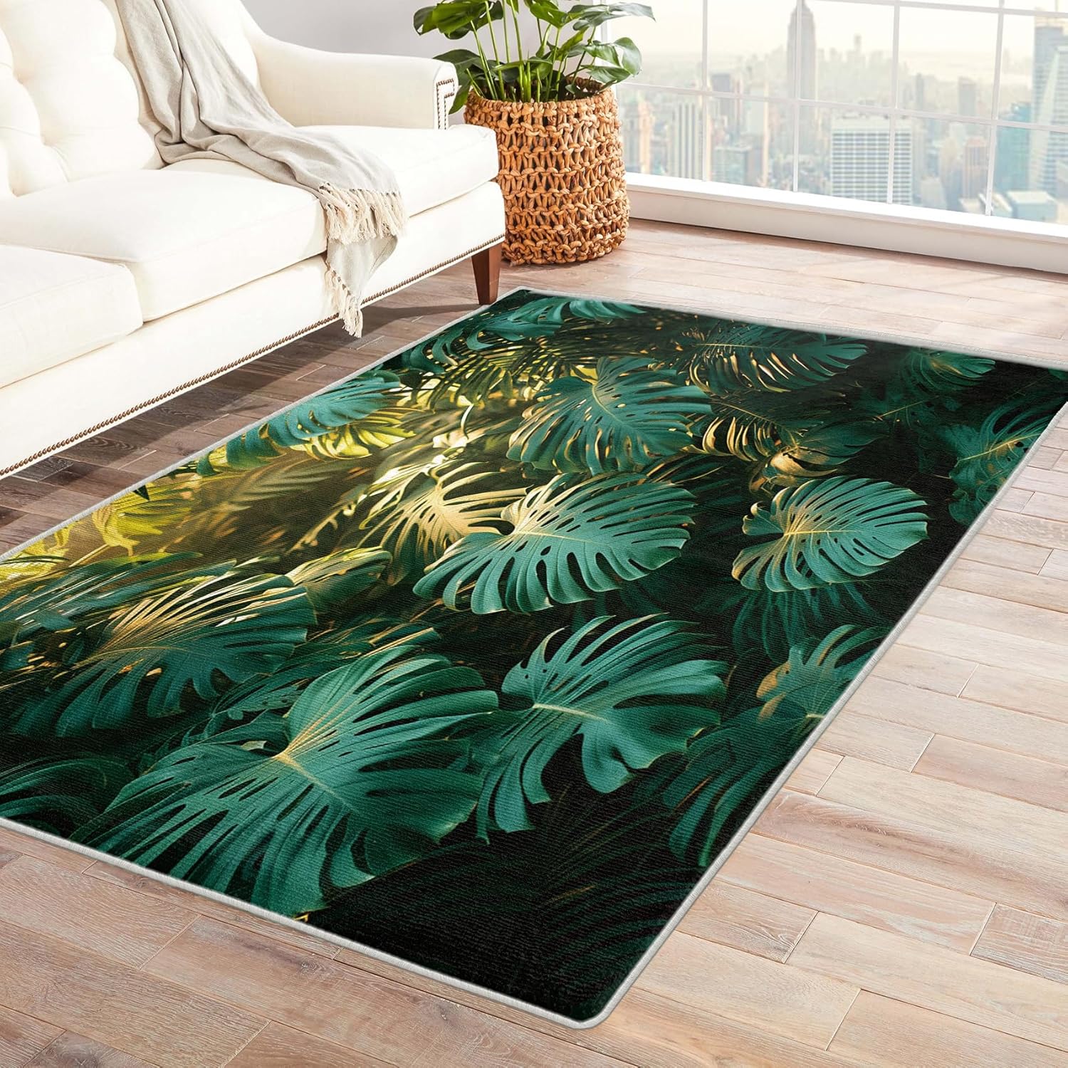 Amazon.com: Mukryzaa Monstera Rug 3x4 Door Mat for Entryway, Green ...