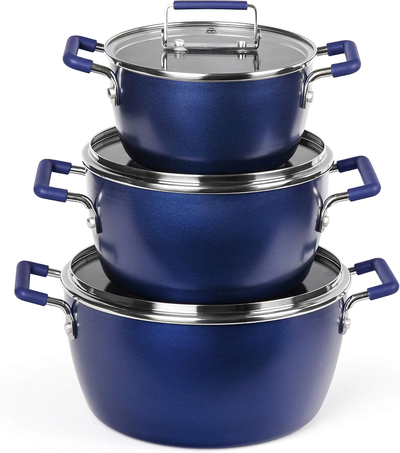 Amazon.com: Granitestone Stackable Pot Set, 6 Piece Pot Set for Cooking ...