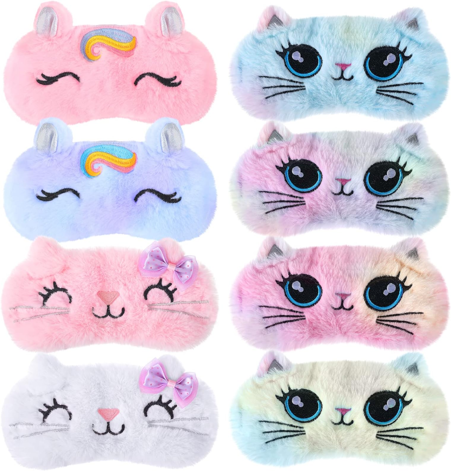 Amazon.com: Zhanmai 8 Pcs Cat Sleep Mask Plush Faux Eye Mask Soft Fur ...