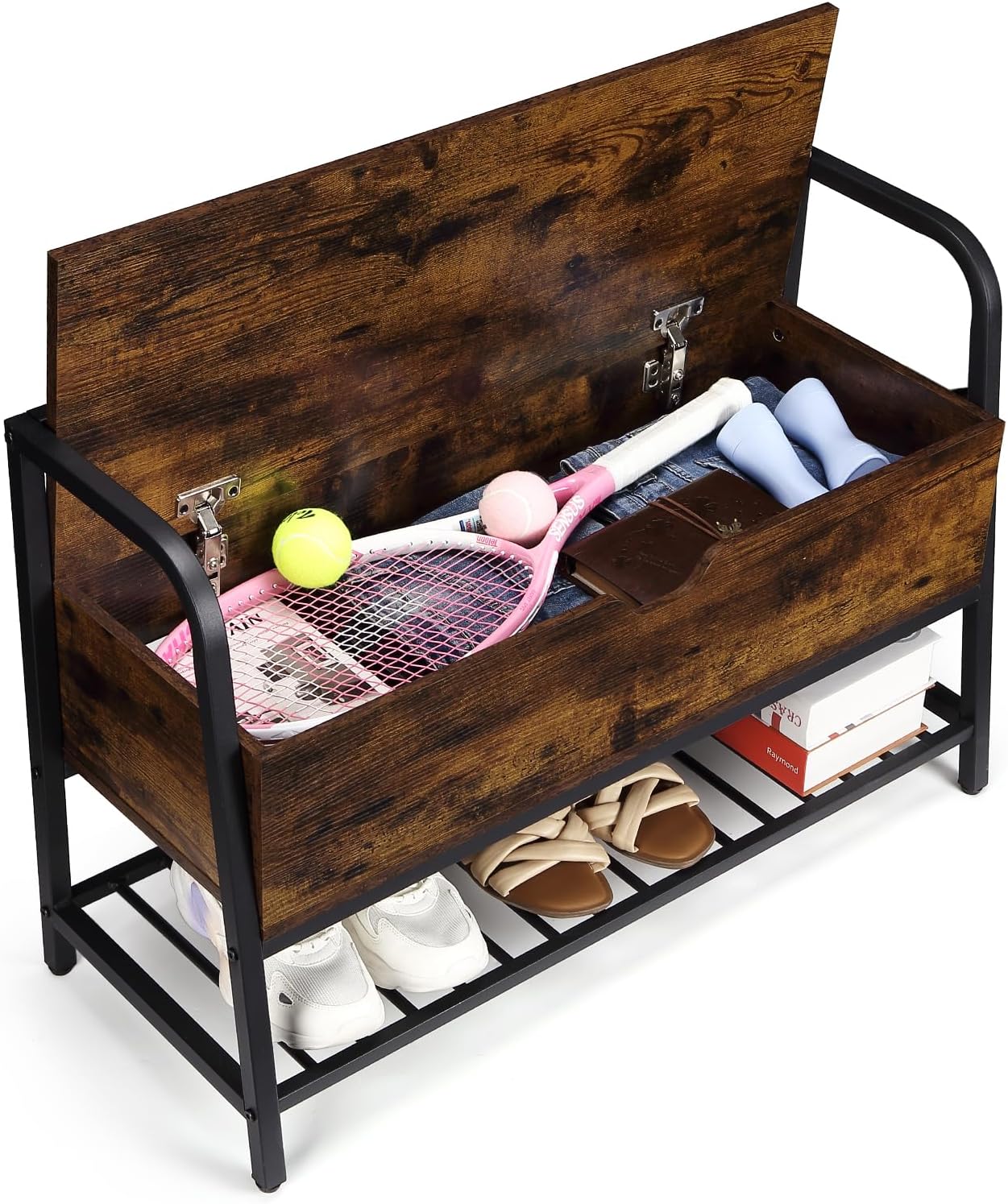 Amazon.com: GAOMON Storage Bench, Vintage Shoe Rack Bench with Storage ...