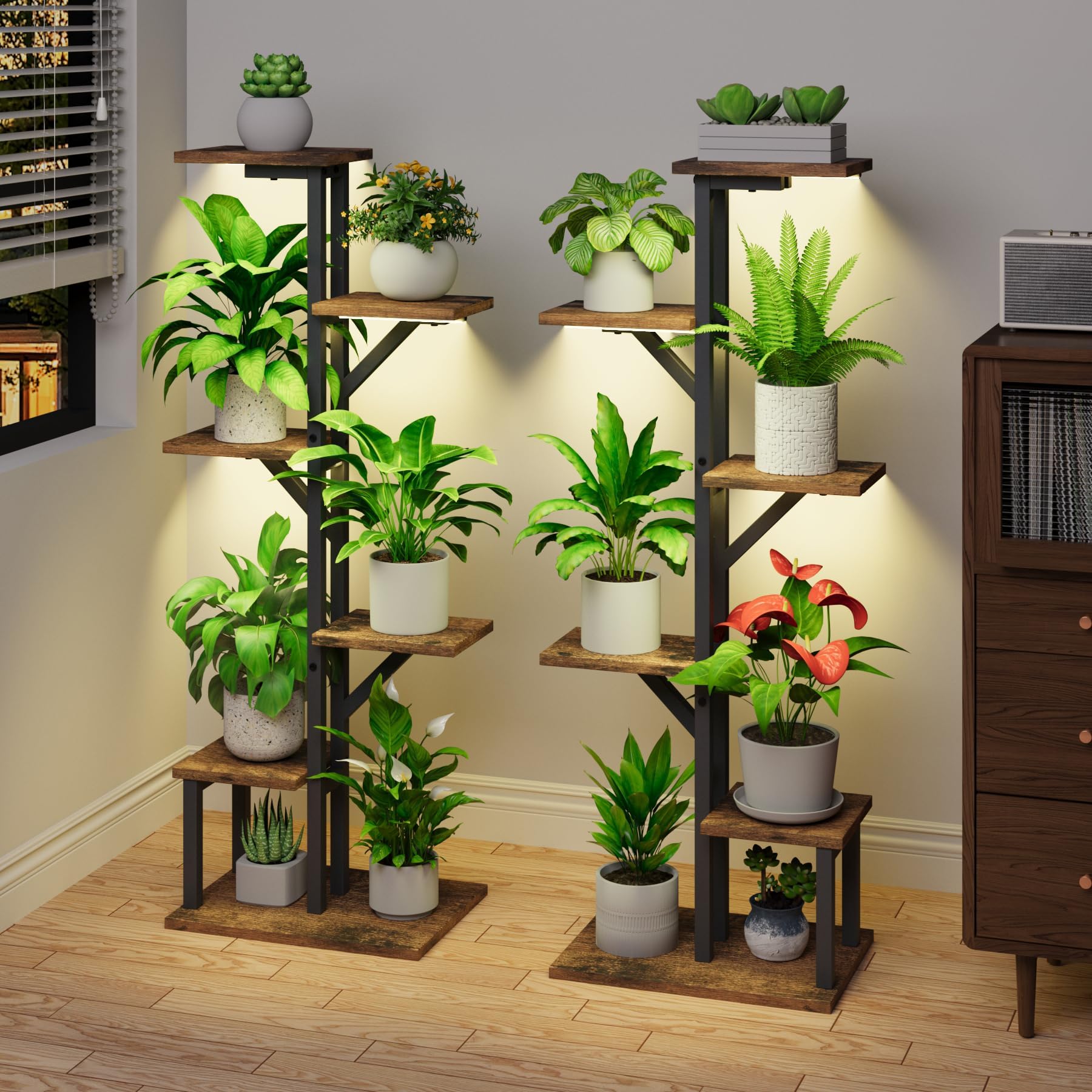 Amazon.com: JUSTOGO Plant Stand Indoor with Grow Lights - 6 Tiered ...