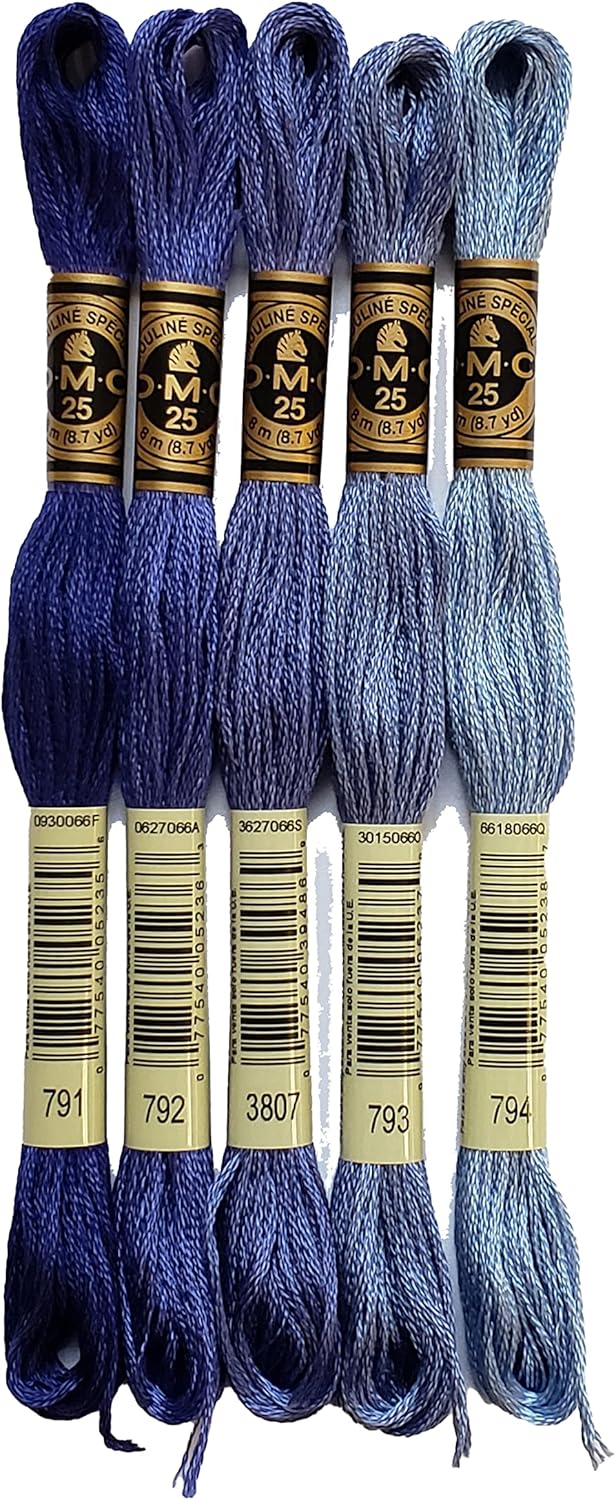 Amazon.com: DMC 6-Strand Embroidery Cotton Bundle - Cornflower Blue ...