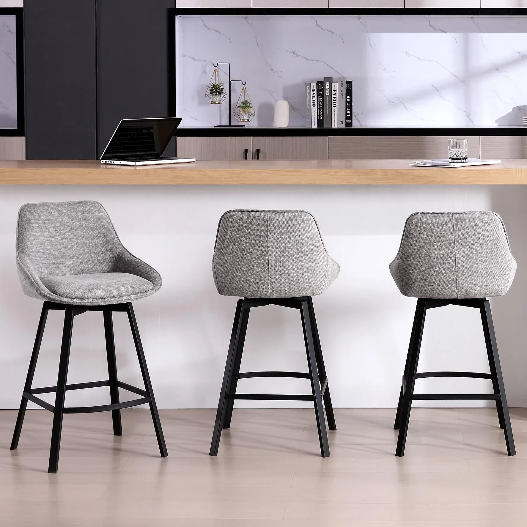 Amazon.com: Zesthouse Swivel Bar Stools Set of 3, 26'' Modern Counter ...
