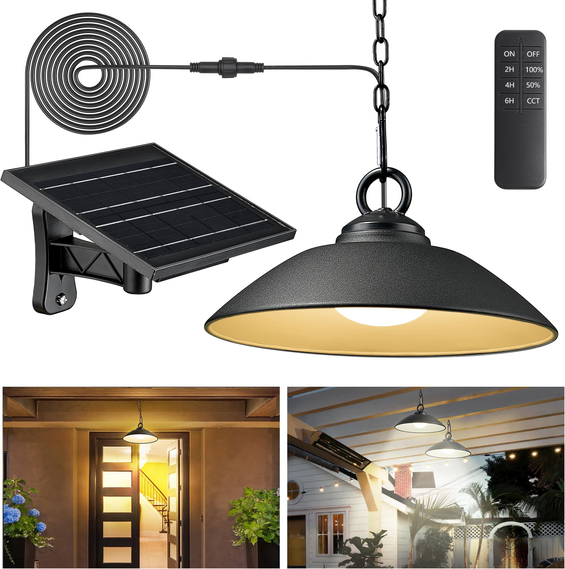 Lixada Solar Pendant Light Outdoor Indoor Hanging Light LED Shed Light ...
