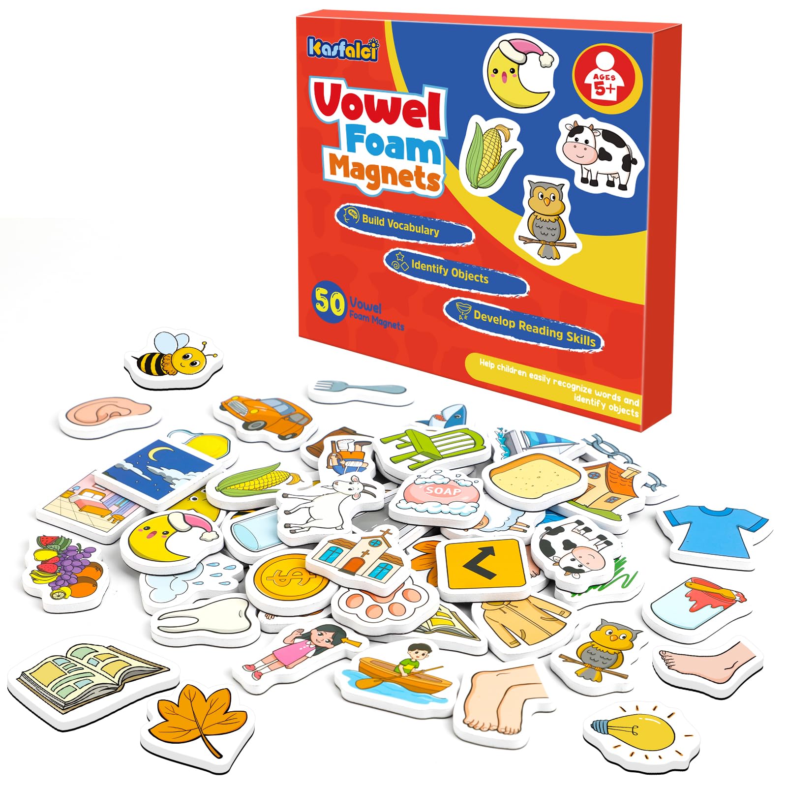 Snapklik.com : Vowel Word Games,Phonics Games,50 Magnetic Foam Objects ...