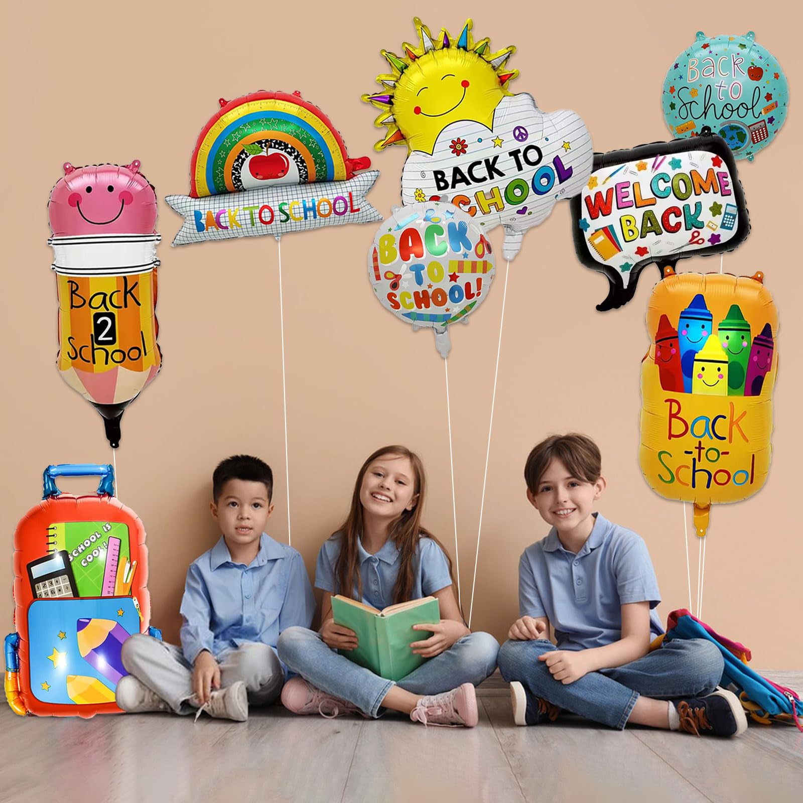 Snapklik.com : 8 Pcs Back To School Balloons Large School Bag Crayon ...