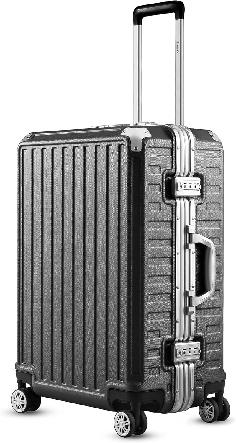 LUGGEX 24 Inch Luggage with Aluminum Frame, Polycarbonate Zipperless ...