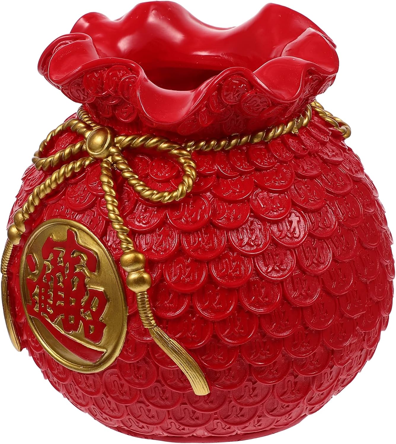 Amazon.com: Fortune Bag Figurines Chinese New Years Flower Vase Resin ...