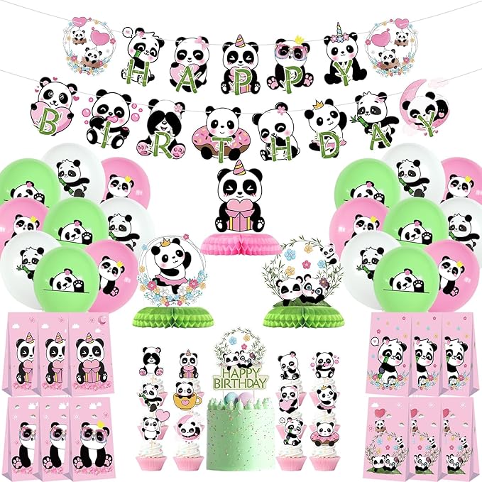 Amazon.com: KEFAN Panda Birthday Party Decorations for Girls, Cute ...
