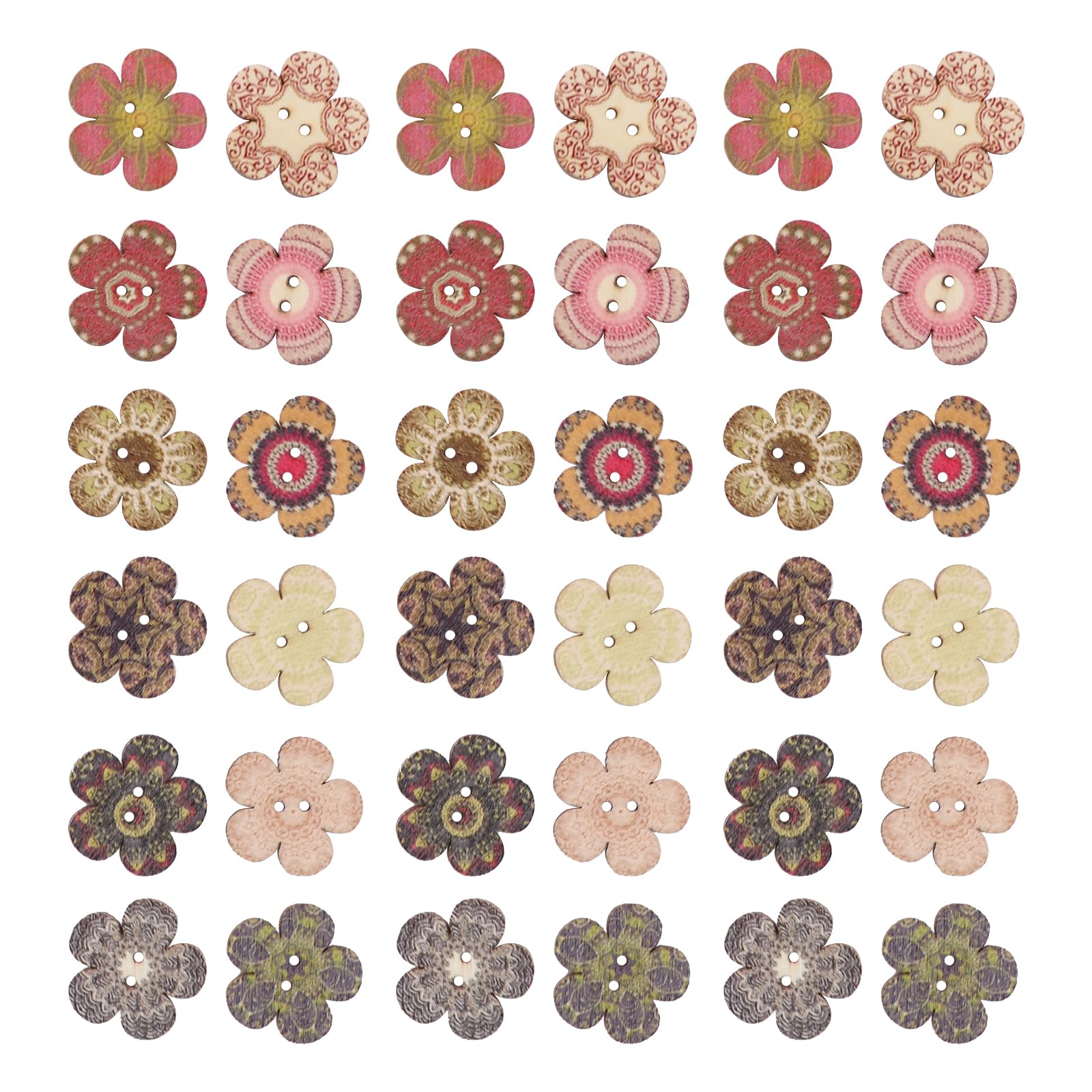 Amazon.com: OATIPHO Wooden Buttons，Floral Flower Decorative sewing ...