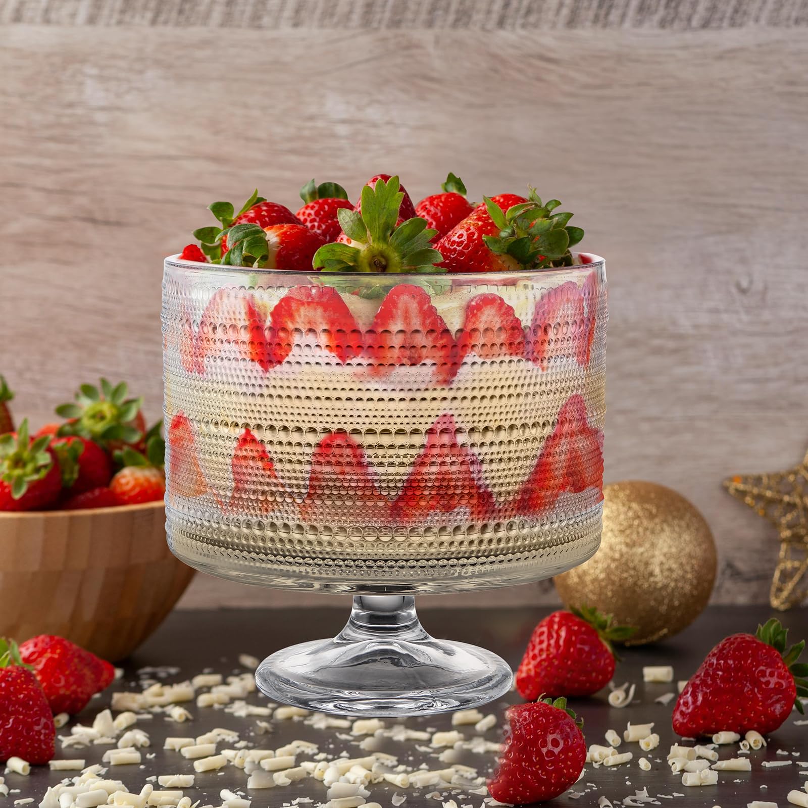 Truffle Bowl MOLIGOU Glass Trifle Bowl, 110 Oz Trifle Bowl With ...