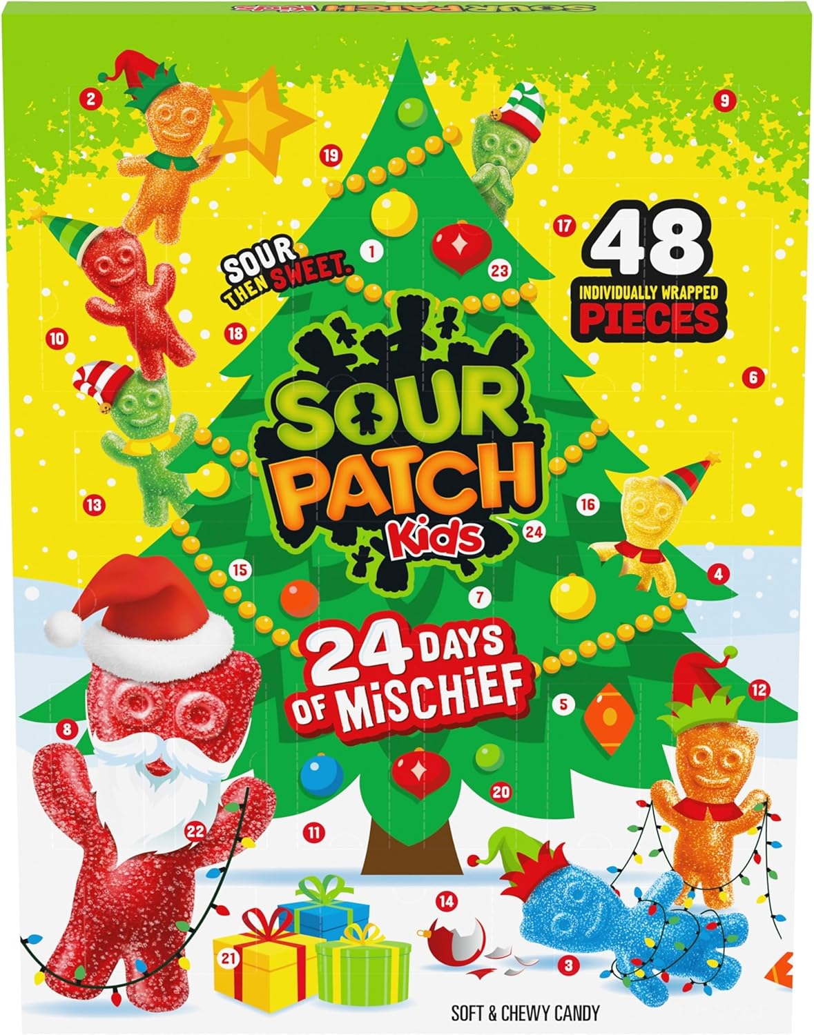 SOUR PATCH KIDS Big Kids Soft & Chewy Candy Holiday Advent Calendar, 24 ...