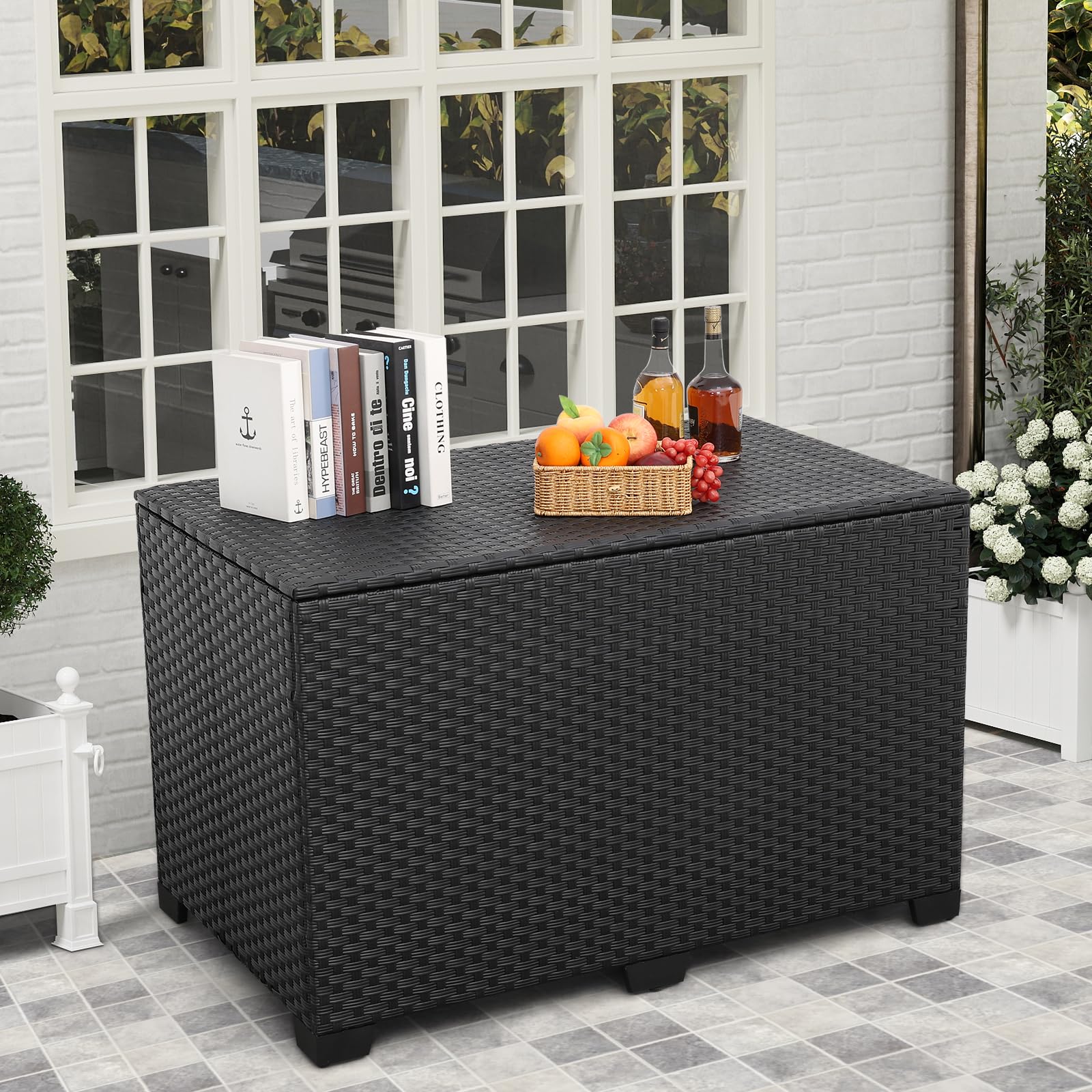 Wicker Resin Storage Shed Barton Deck Box 120 Gallon Outdoor Patio