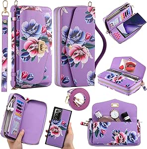 Amazon.com: Furill Wallet Case for Samsung Galaxy Note 20 Ultra 5G Crossbody Shoulder Strap ...