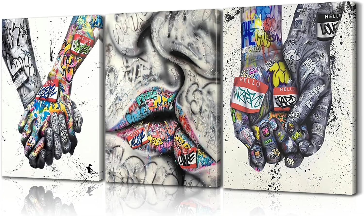 Amazon.com: 3 Pieces Graffiti Wall Art Hands Gesture Canvas Print Pop ...