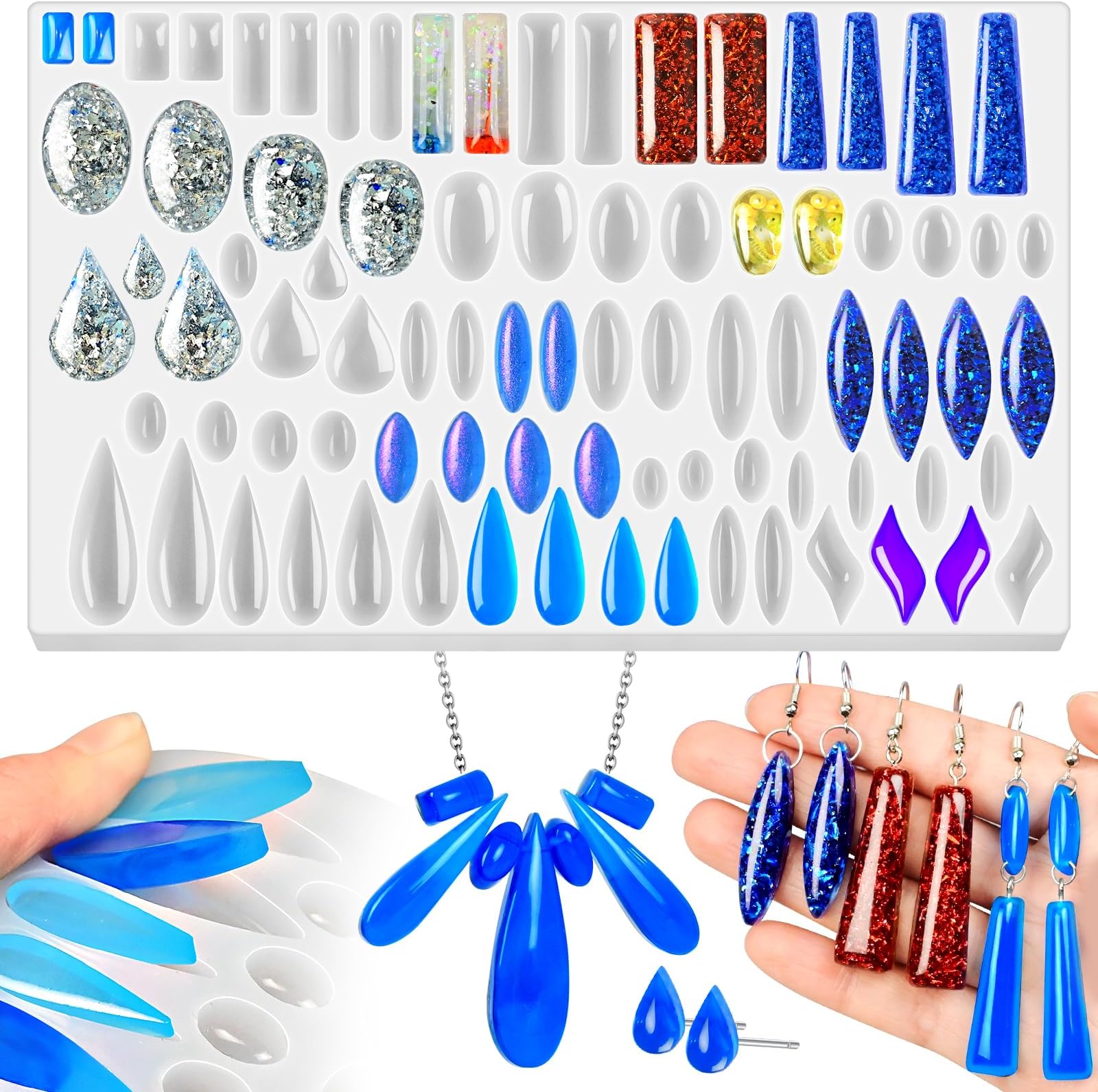 Amazon.com: 10pcs Resin Earring Mold,Silicone Resin Jewelry Molds Set ...