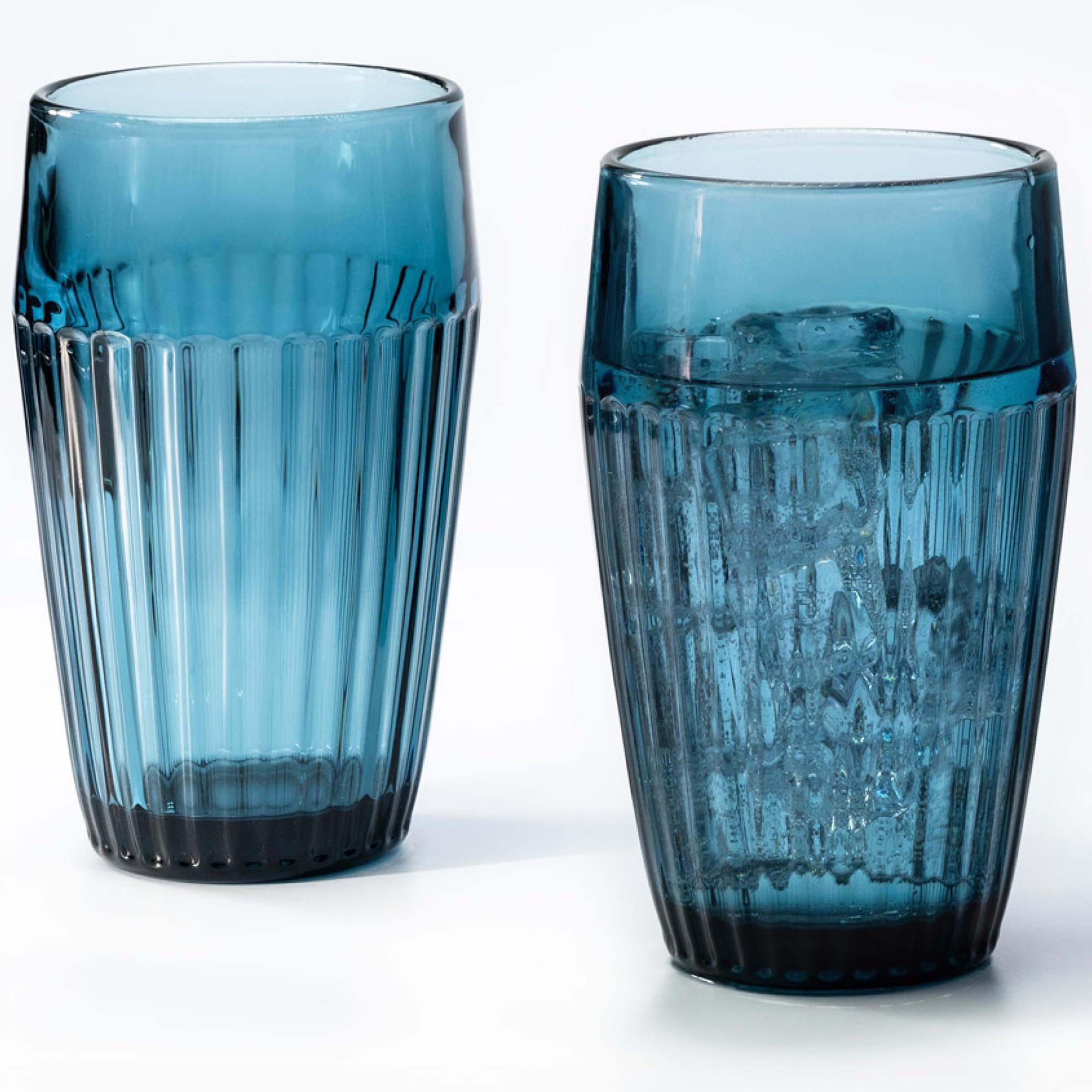 Amazon.com | QELVIO Blue Drinking Glasses Set Of 4-14 oz Vintage ...