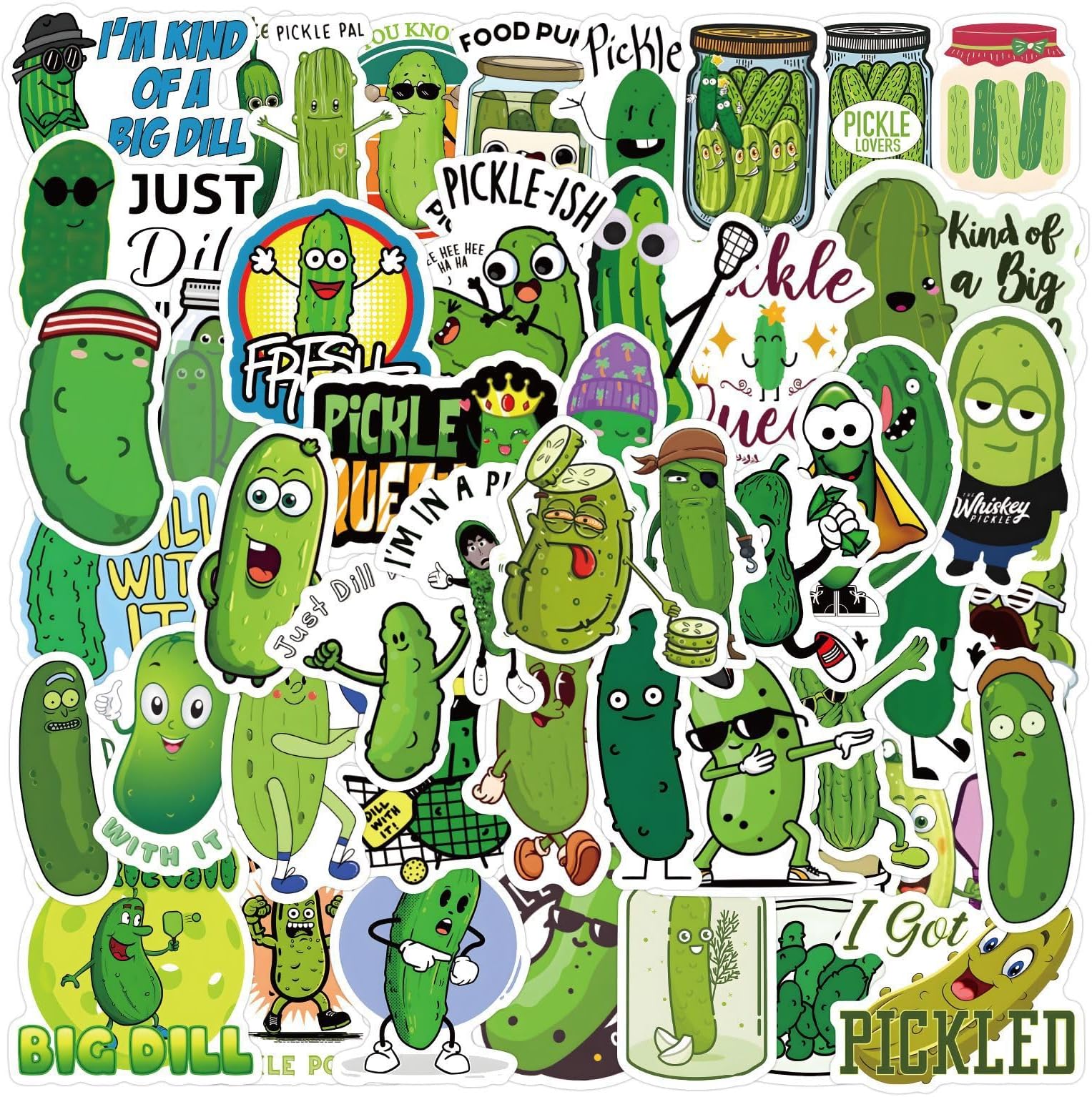 Amazon.com - Pickle Stickers,60PCS,Pickle Aesthetics Cartoon Stickers ...
