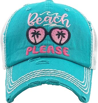 Funky Junque Patch Hat: Beach Please w/Sunglasses (Teal) at Amazon Men’s Clothing store