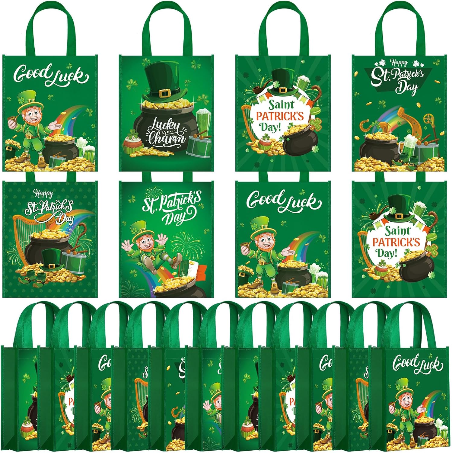 Amazon.com: Estune 24 Pcs St. Patrick's Day Gift Bags with Handles Non ...