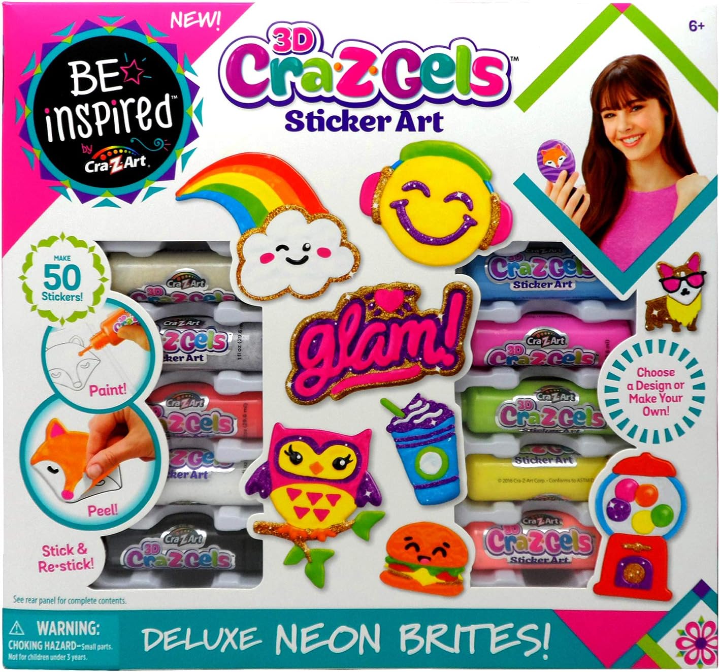 Amazon.com: Cra-Z-Art Be Inspired 3D CRA-Z-Gels Sticker Art Deluxe Neon ...