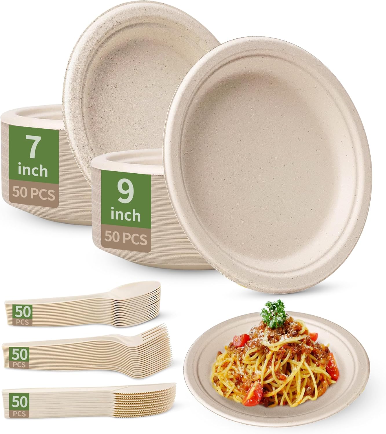 Amazon.com: TEMMAX Compostable Paper Plates Set 250PCS Heavy-Duty ...
