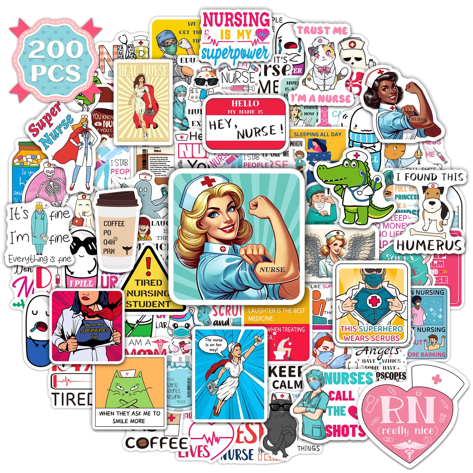 Amazon.com: 200PCS Nurse Stickers, Funny Nursing Stickers for Water ...