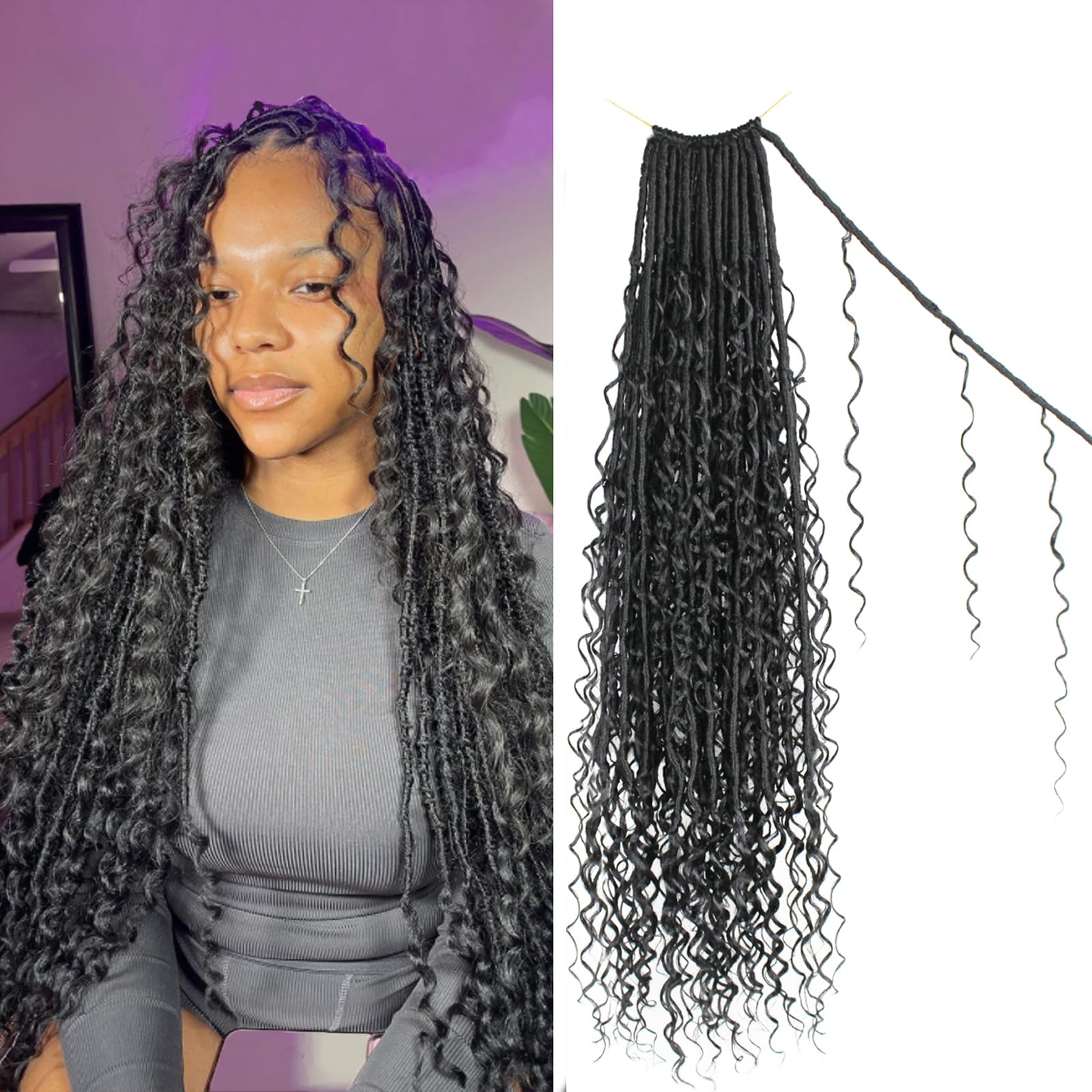Snapklik.com : Boho Faux Locs Crochet Hair 30 Inch Goddess Locs 8 Packs ...