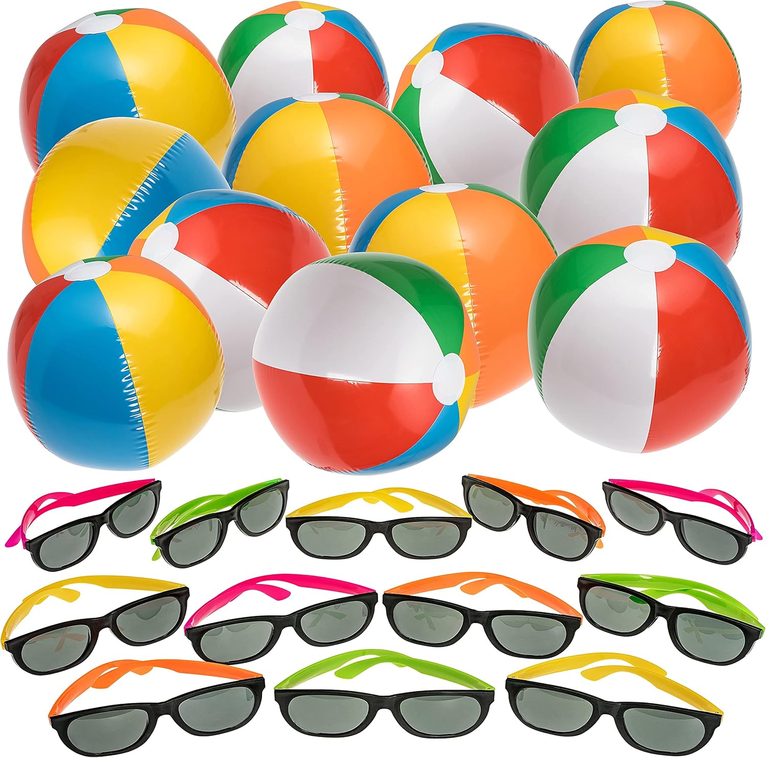 Amazon.com: NJ Novelty Large Inflatable Beach Balls 24 Pieces - Rainbow ...