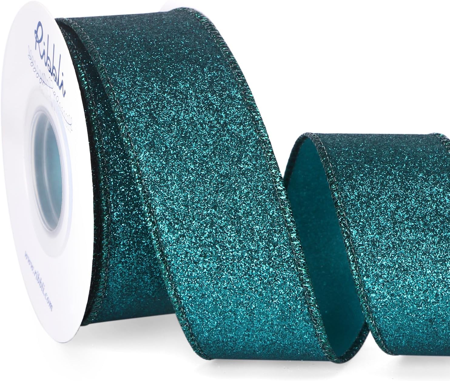 Amazon.com: Ribbli Teal Green Glitter Wired RibbonTeal with Metallic ...