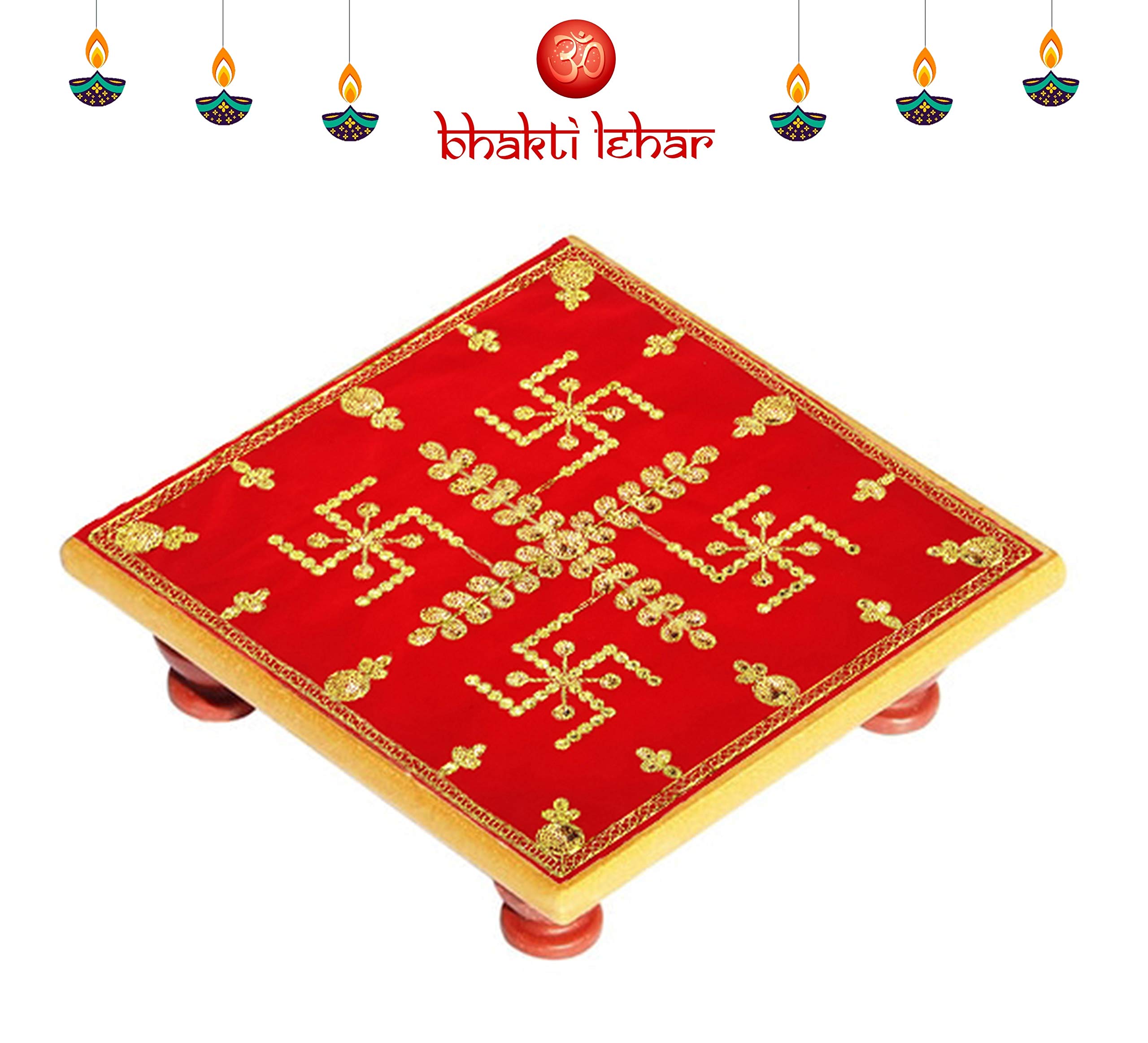 Buy Bhakti Lehar Swastik Design Red Velvet Pooja Aasan Cloth/Pooja ...