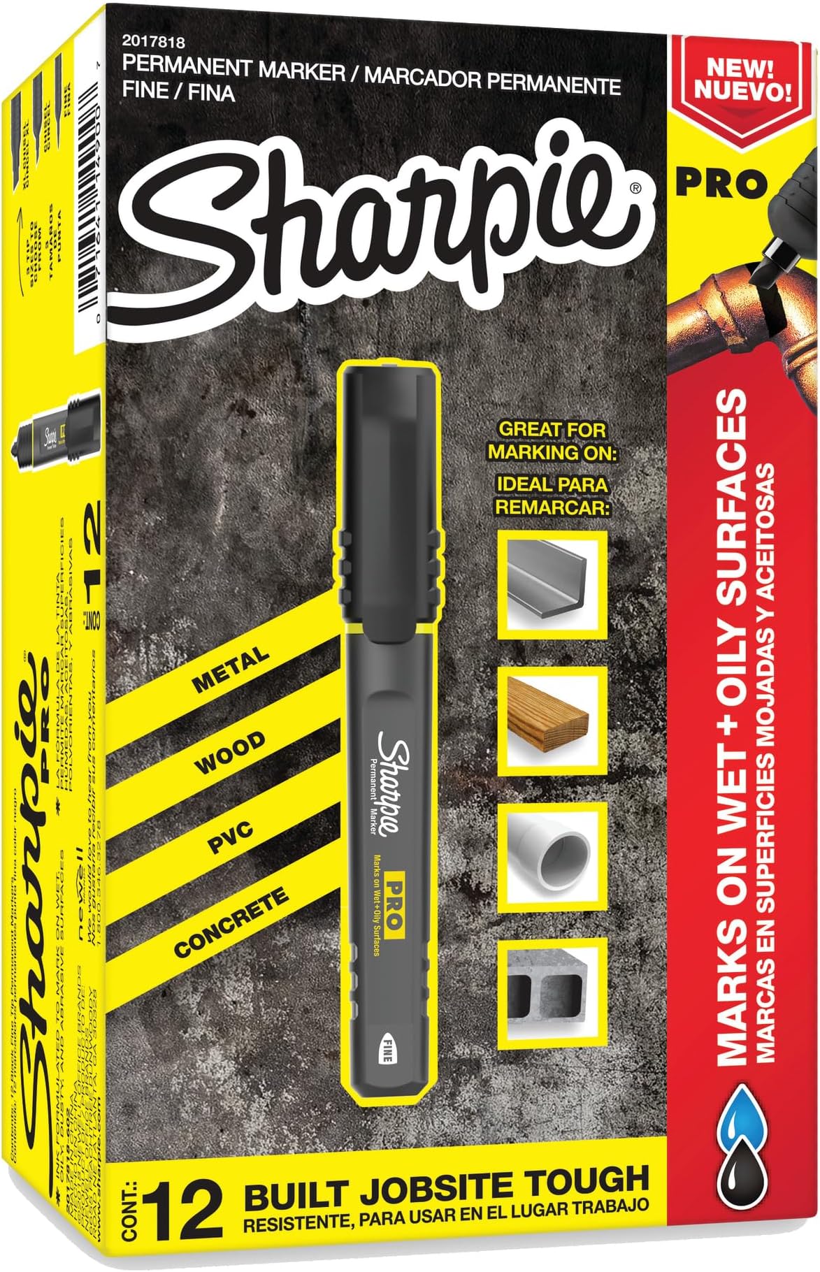 Sharpie Pro Permanent Marker, Fine Point, Black, 12 Count (2017818 ...