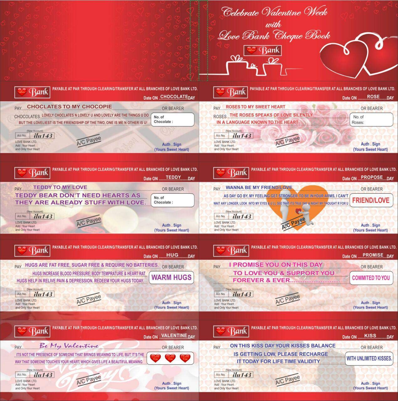 Partyhut® Valentine Cheque Book Card Greeting Card Gift Set : Amazon.in