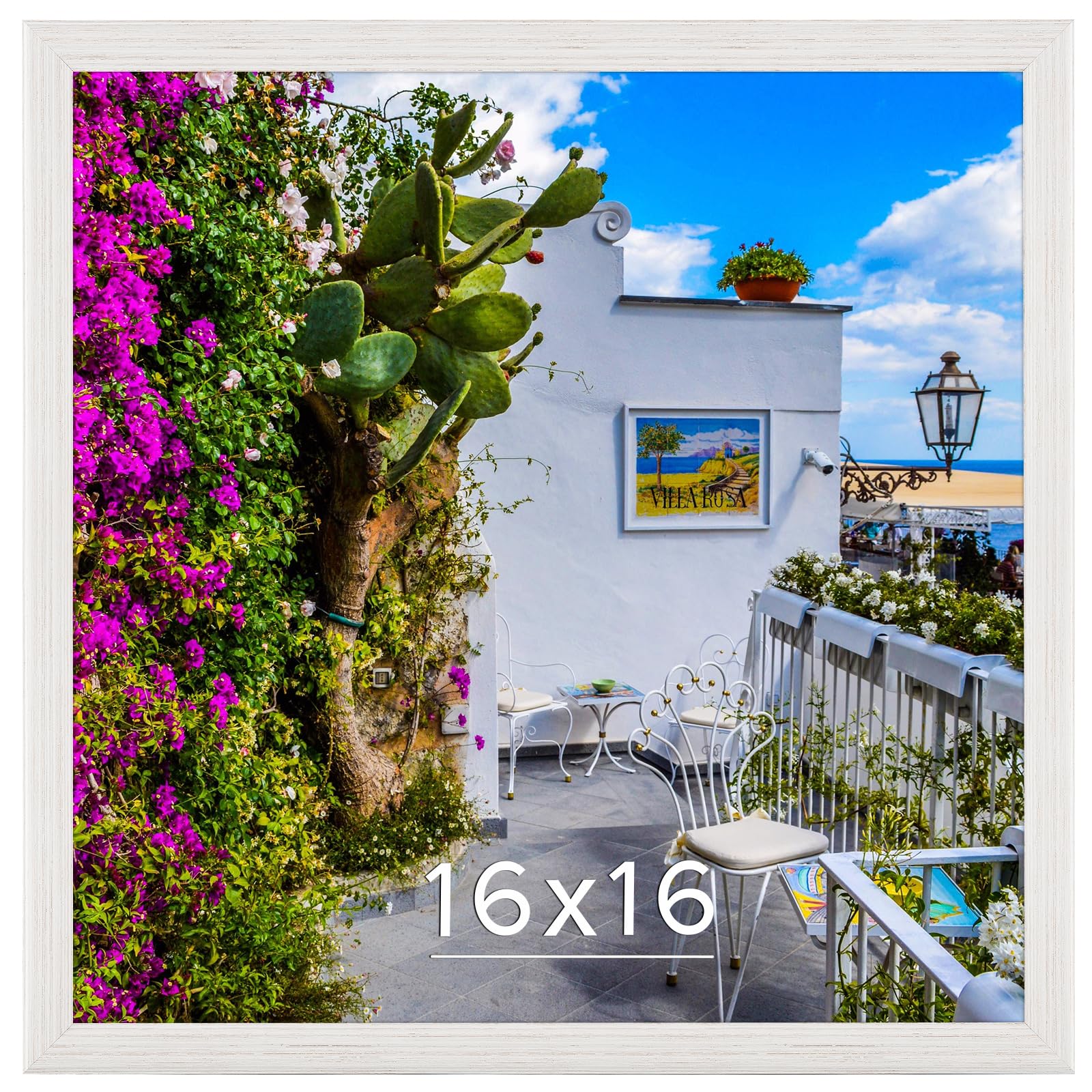 Snapklik.com : 16x16 Wood Frame White, Modern Natural Woodgrain 16x16in ...