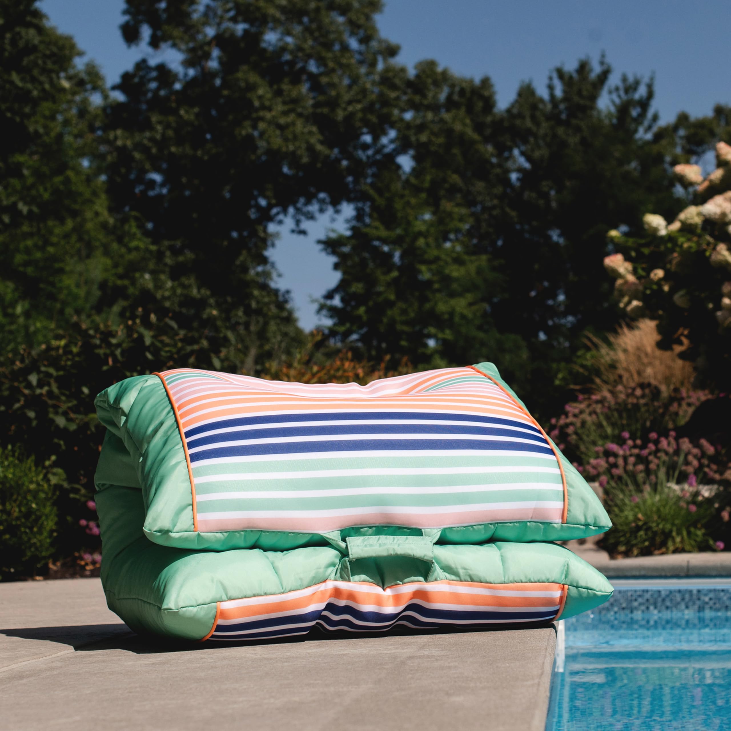 Snapklik.com : Kona Pool Float, Rivera Stripe Turqoise, Doubled-Sided Mesh, Quick Draining ...