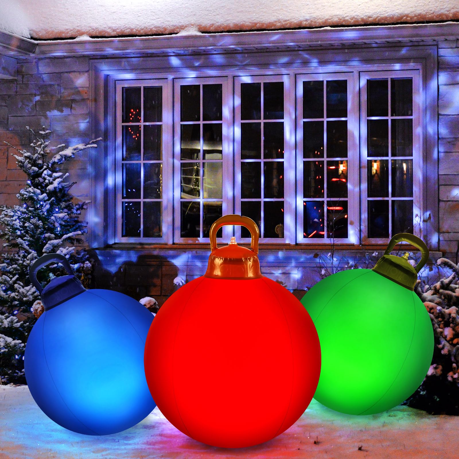 Jetec 3 Pcs Outdoor Light Up Christmas Ball Decorations Large Christmas ...