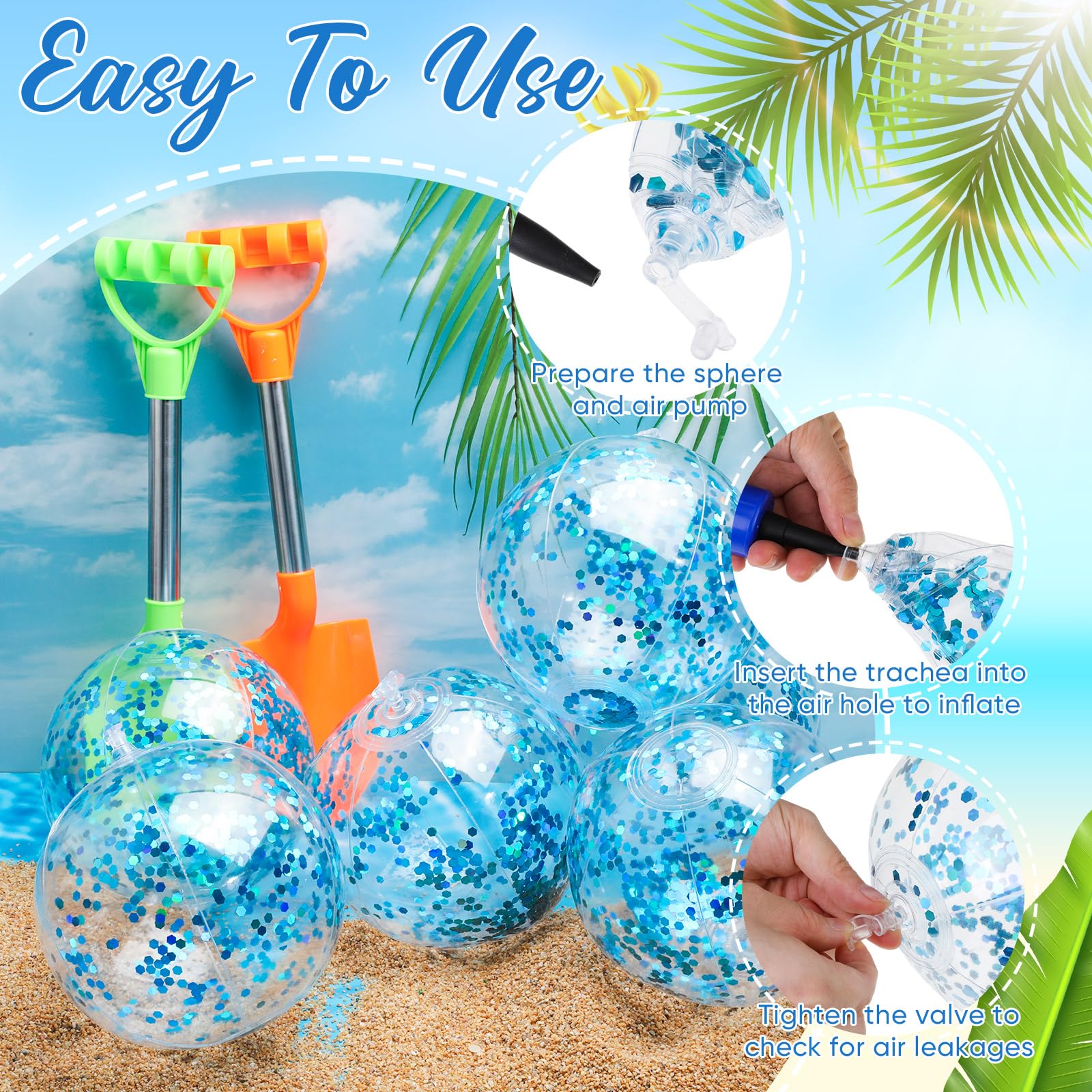 Snapklik.com : Hungdao 25 Pcs Inflatable Glitter Beach Ball 8 Inches ...