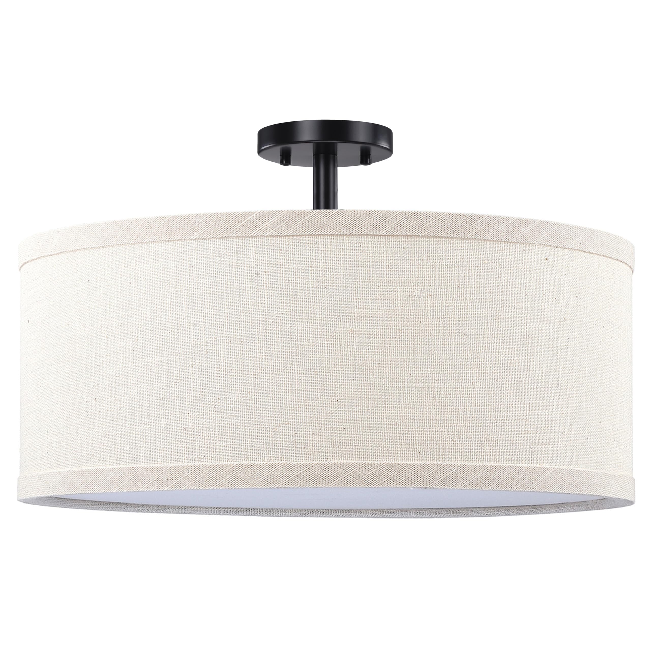 Dolaimi House Semi Flush Mount Ceiling Light 20" Off White Linen Fabric ...