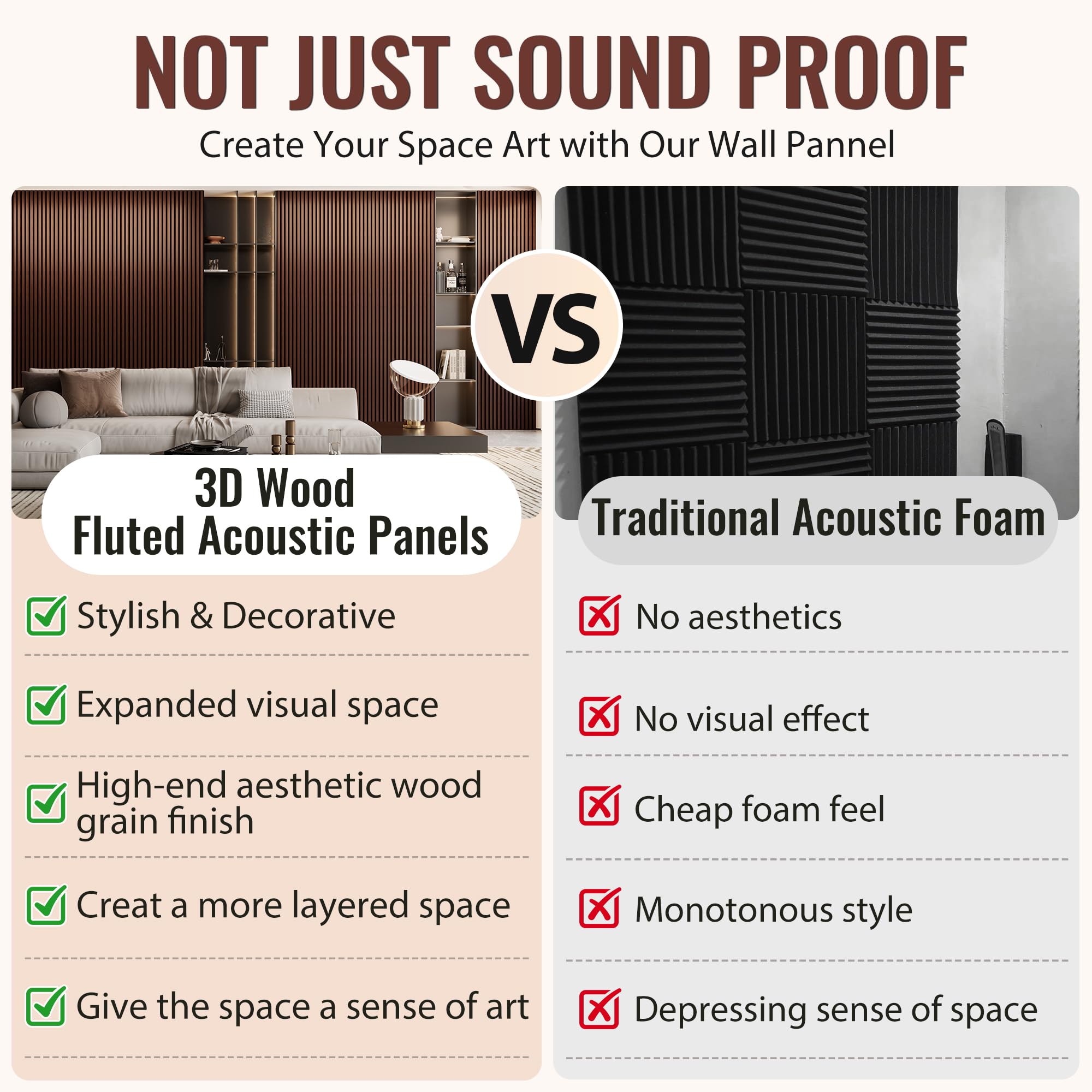 Snapklik.com : Zone Wood Acoustic Wall Panels - 4 PCS 90.5" X 7.9" 3D ...