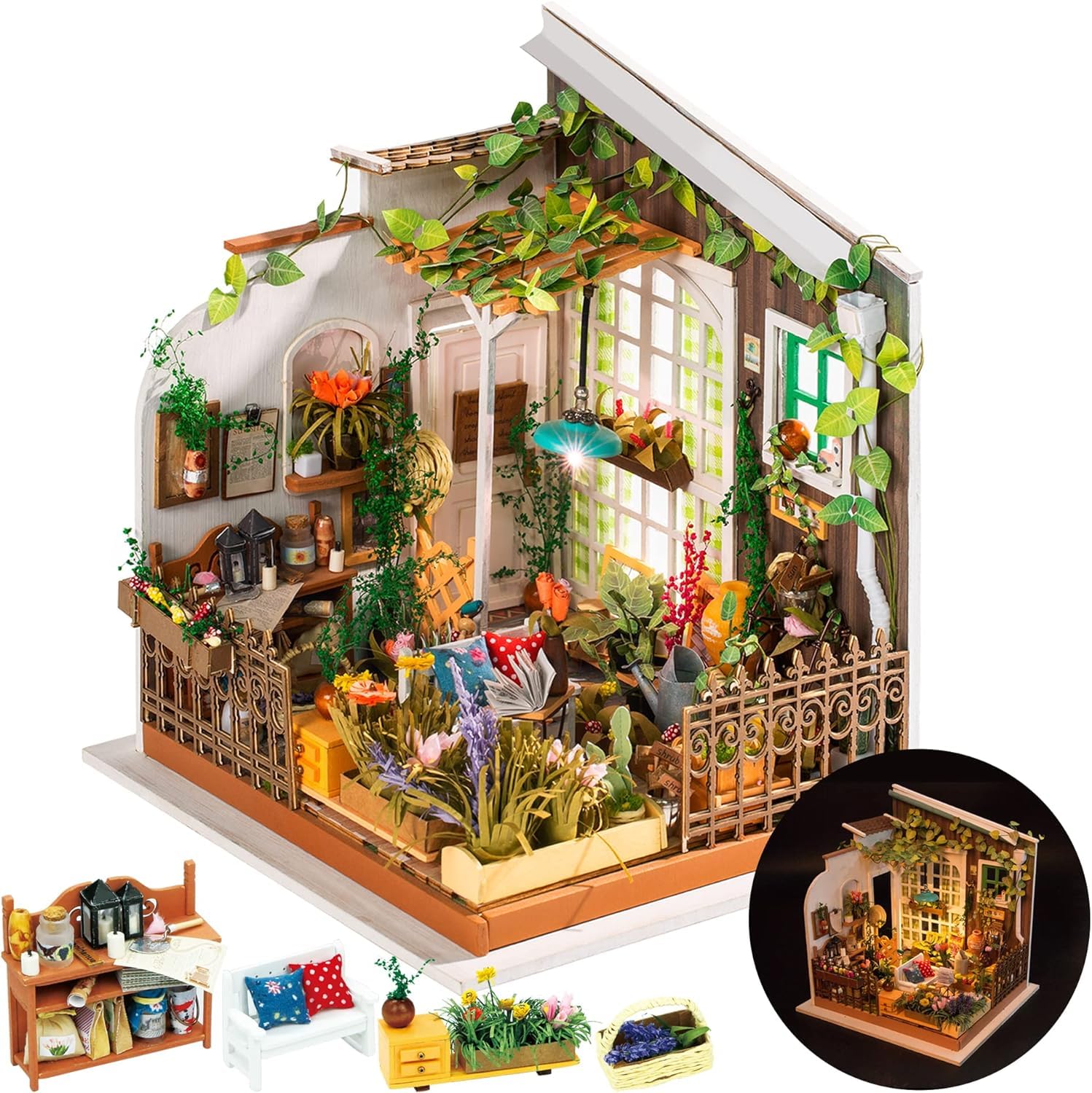 Amazon.com: Rolife DIY Miniature House Kit Miller's Garden, Tiny House ...